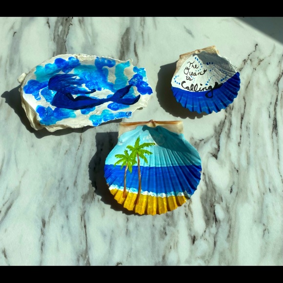 Hand Crafted | Art | Trio Of Handpainted Shells By Me | Poshmark